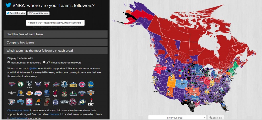 Twitter lance la carte interactive #NBA Fan Map