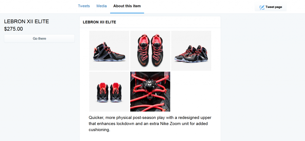 Nike teste les pages produits sur Twitter