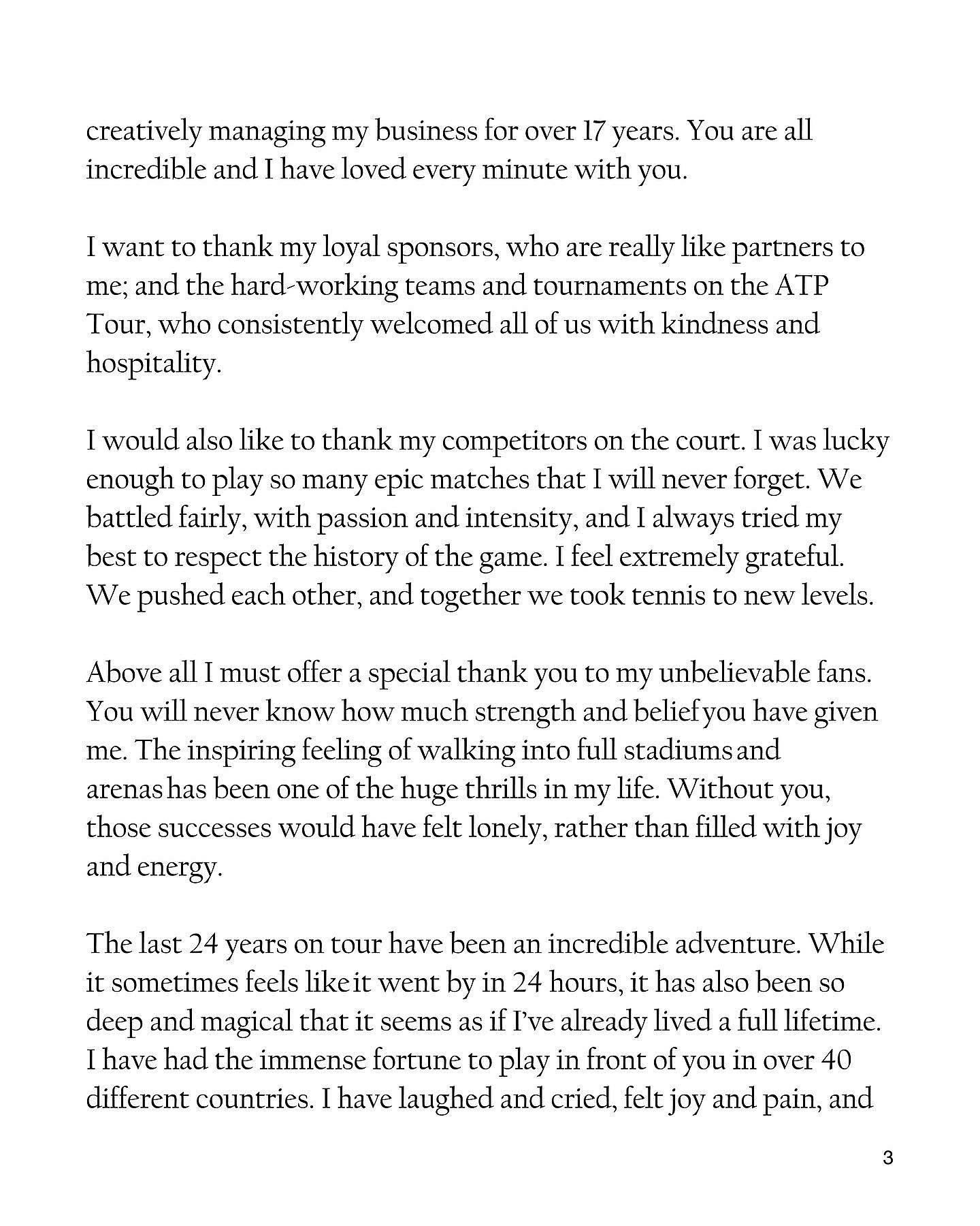 Roger Federer annonce sa retraite dans une lettre et un message audio ...